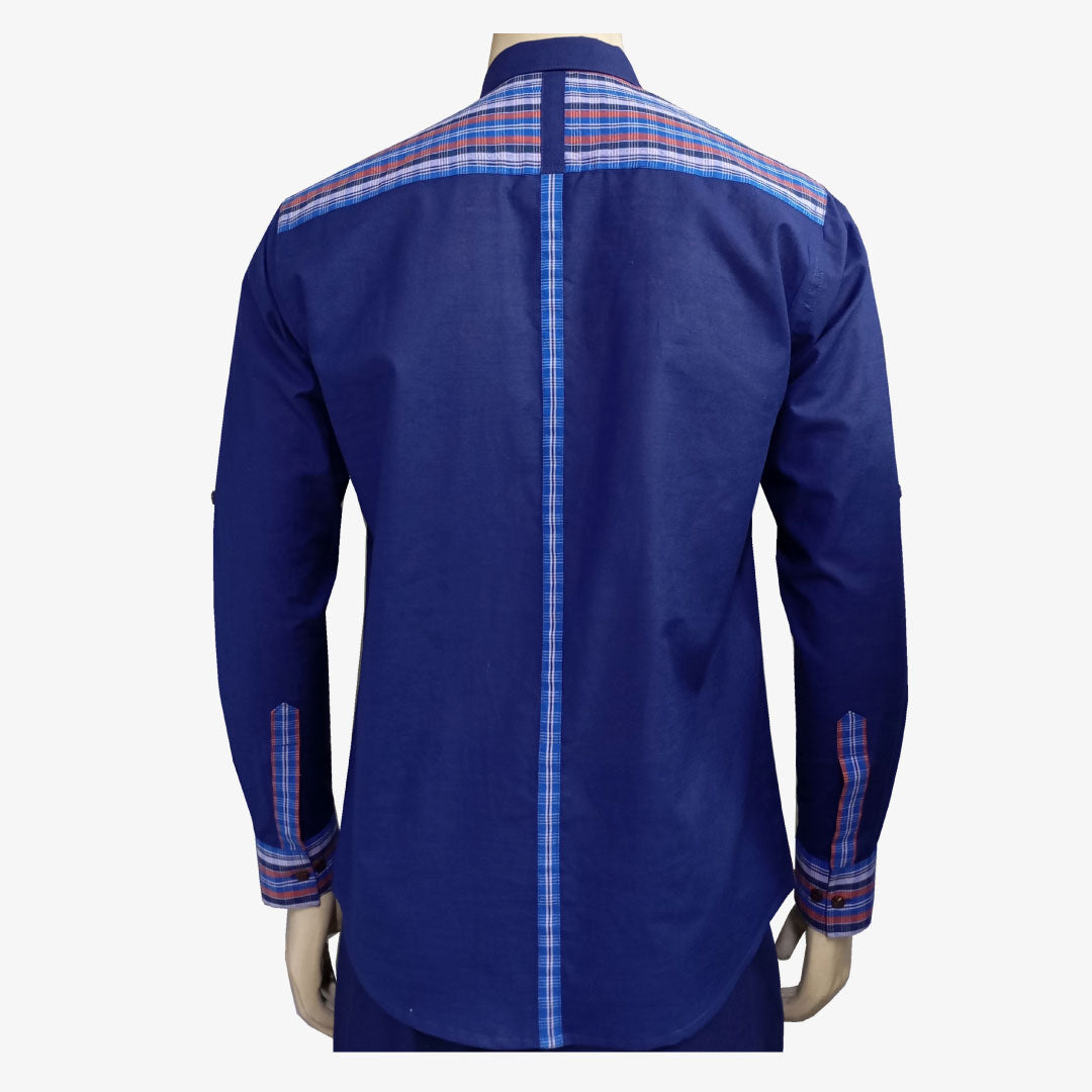Indigo Blue with Multi colour Gamcha Check Full Sleeves Shirt – Bibi ...
